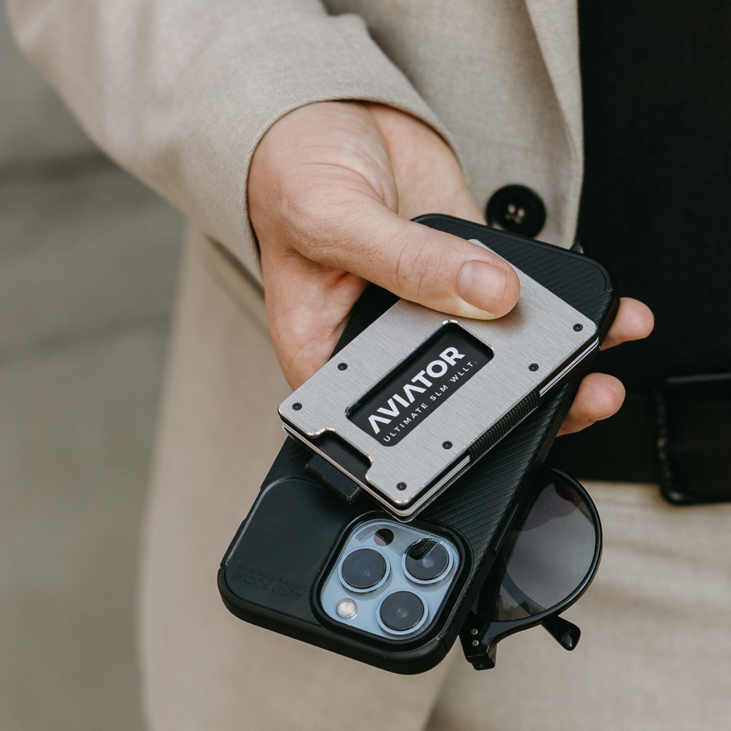 Brushed Silver | Slide Wallet + Carbon Fiber Cash Clip - AVIATOR by ...