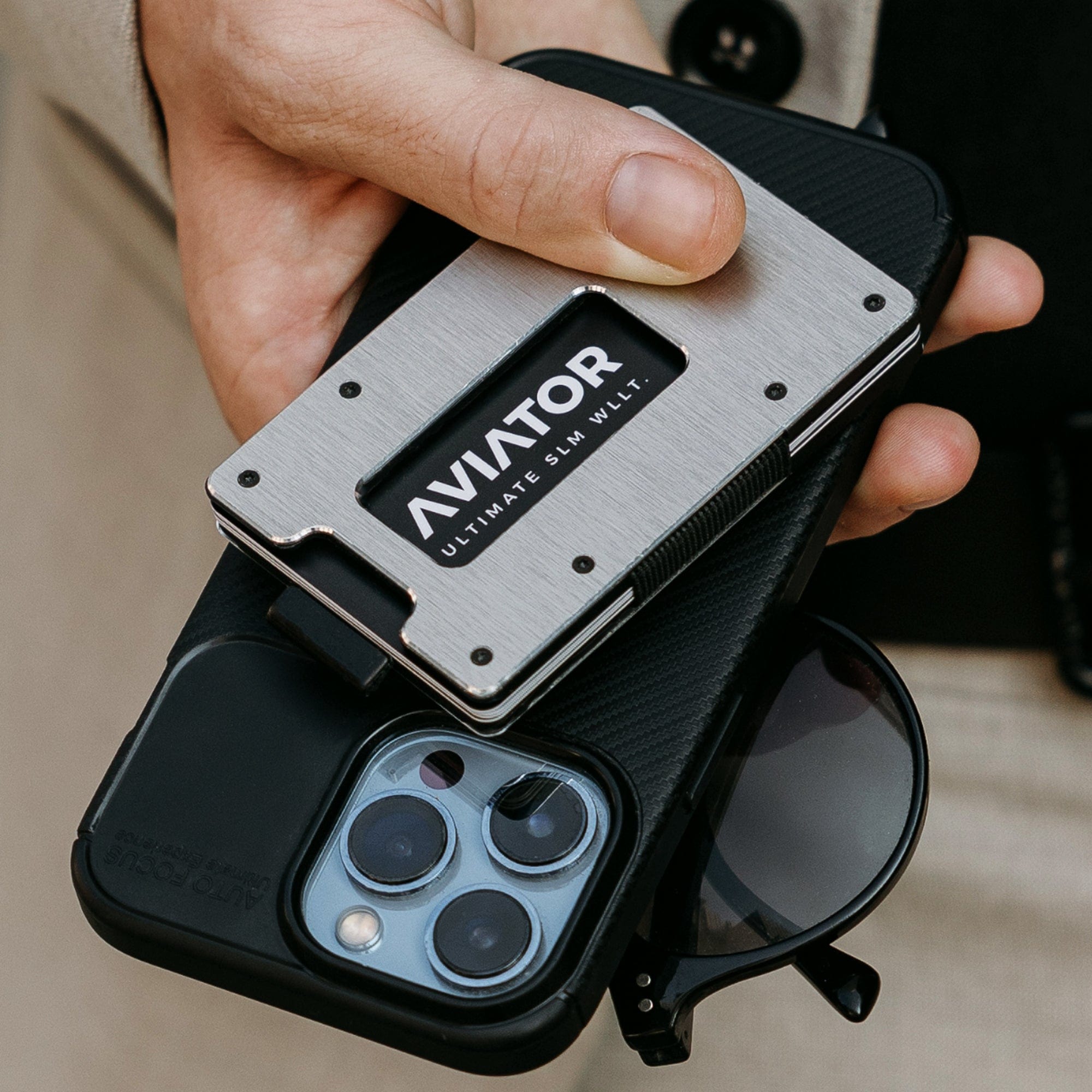 Brushed Silver Slim Wallets | Slide | Best Metal Wallets - AVIATOR by ...