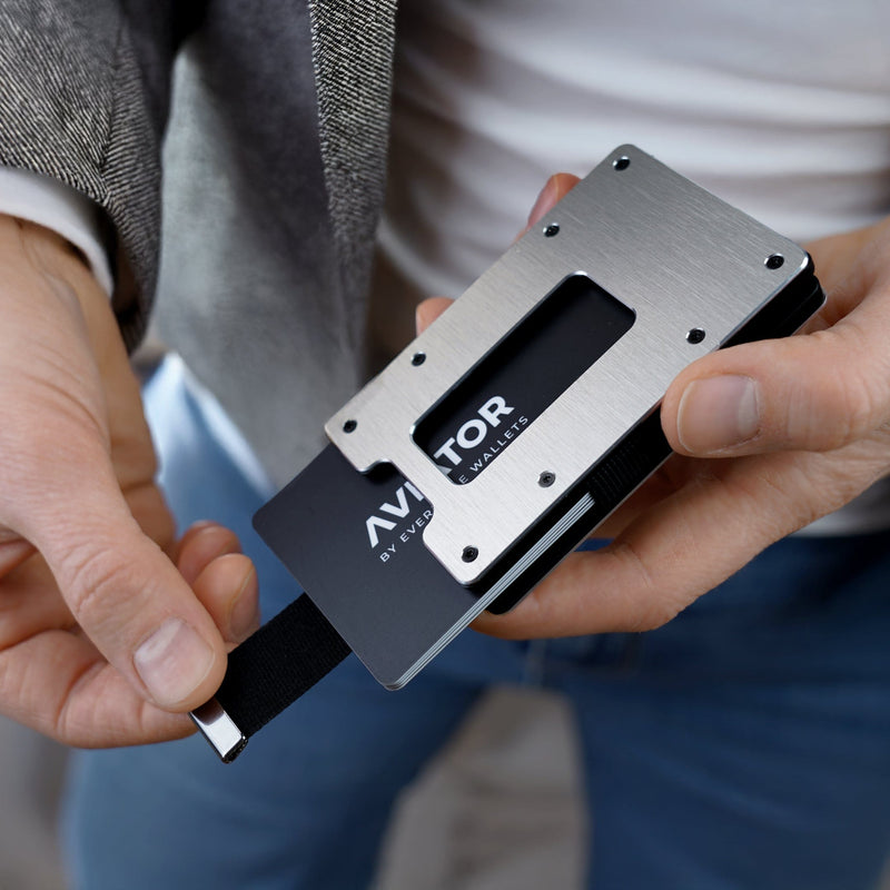 Brushed Silver Slim Wallets | Slide | Best Metal Wallets - AVIATOR by ...