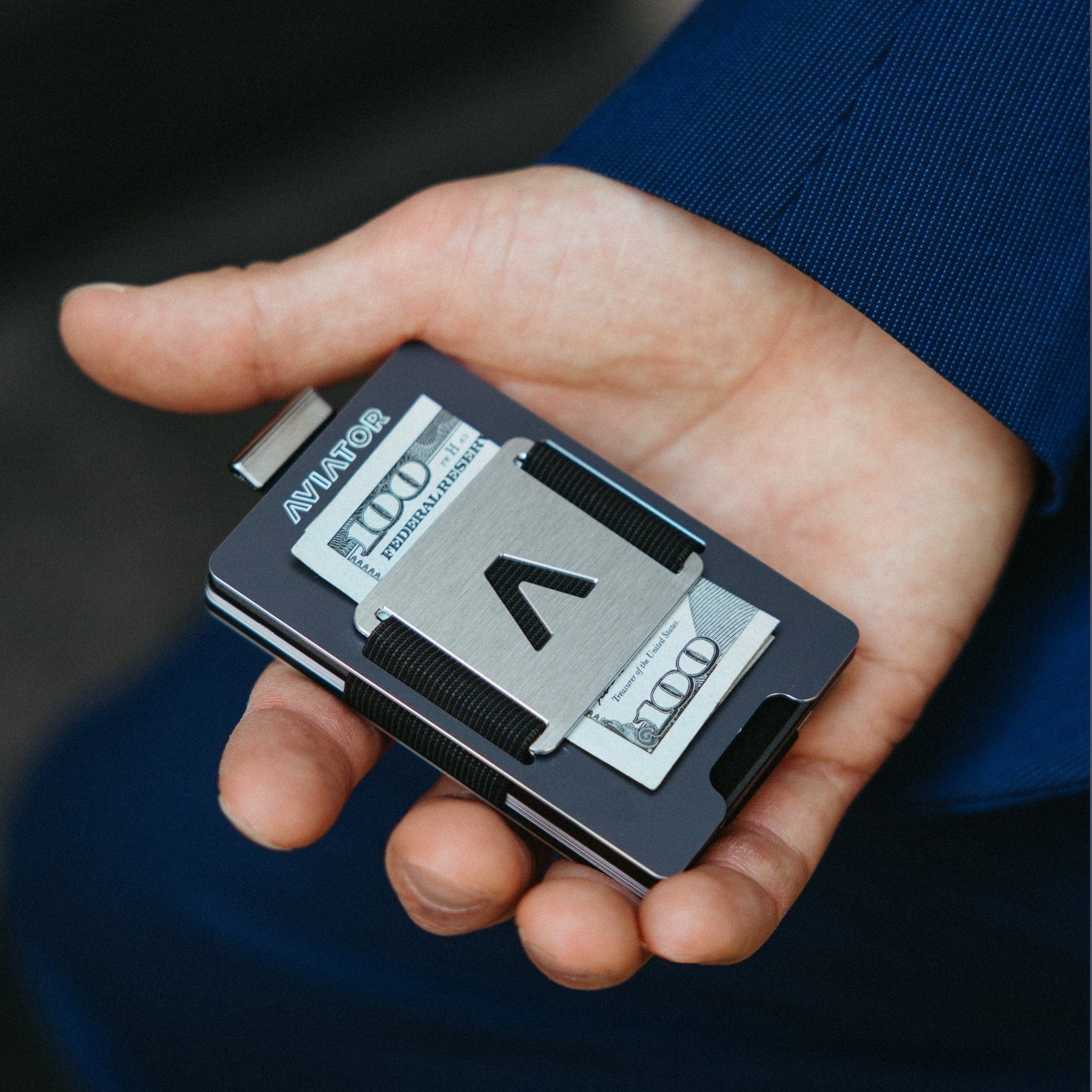 Graphite Blue | Slide | Slim Wallet | Metal Wallet - AVIATOR by ...