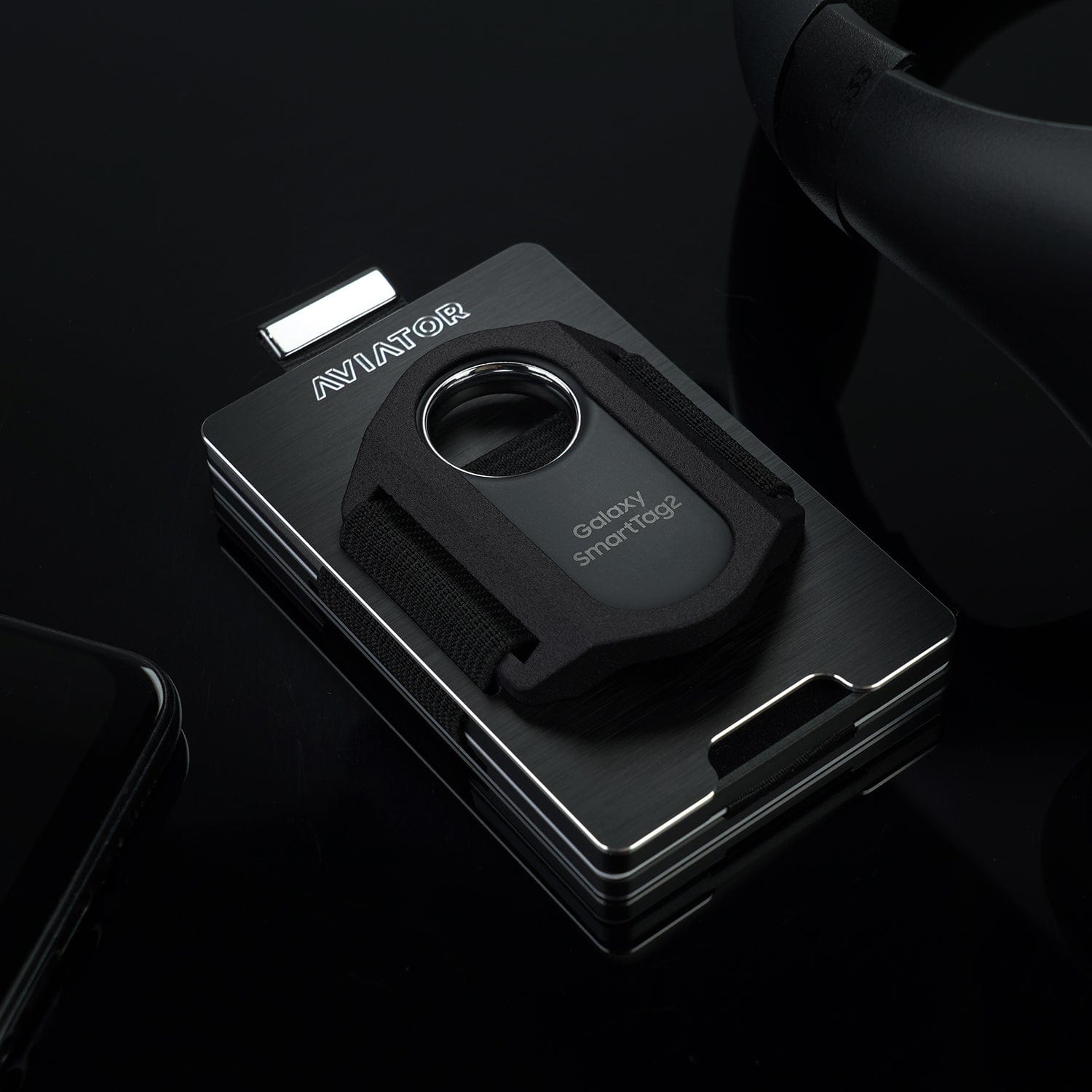 Brushed Black | Slide Wallet + 3D printed Samsung Galaxy SmartTag2 Hol ...
