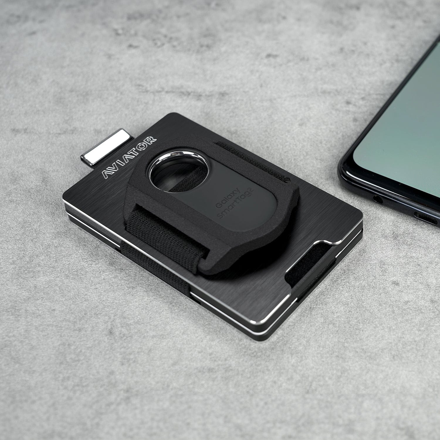 Brushed Black | Slide Wallet + 3D printed Samsung Galaxy SmartTag2 Hol ...