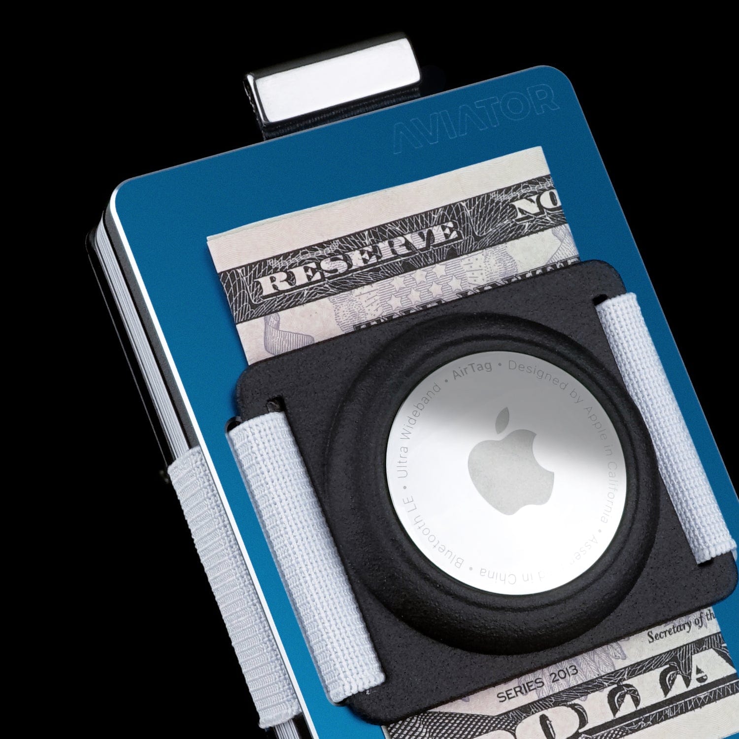 Galactic Blue | Slide Wallet with Silver Screws + 3D printed AirTag Ho ...