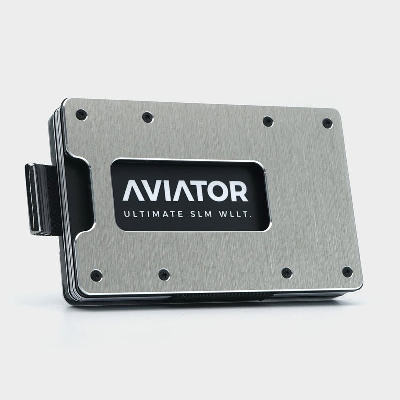Brushed Silver Slim Wallets | Slide | Best Metal Wallets - AVIATOR by ...